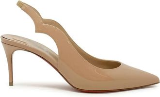Christian Louboutin Hohe Schuhe - Nude Patent Hot Sling 70 Pumps - Gr. 36,5 (EU) - in Beige - f&uuml;r Damen