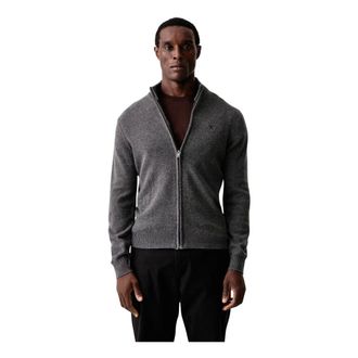 Hackett Cardigan zipp&eacute; en laine dagneau - Homme - Pulls - Gris - Taille: 2XL