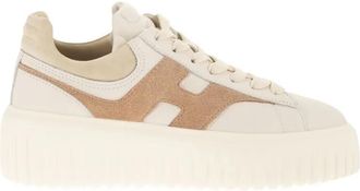 Hogan Low-Top Sneaker - H-Stripes Leather And Suede Trainers With Extra-Li - Gr. 35,5 (EU) - in Beige - f&uuml;r Damen