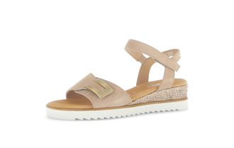 Gabor Damen Sandaletten, Frauen Sandalen,Moderate Mehrweite (G),Leichter Absatz,Sommerschuhe,Freizeitschuhe,Sand(Bast/bronmat),38.5 EU / 5.5 UK