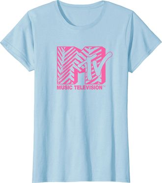 Giesswein Music Television Transparent Pink Zebra Stripes Logo T-Shirt