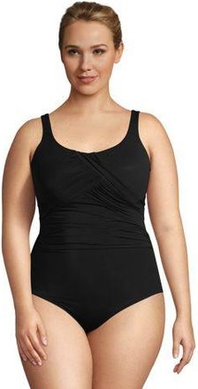 Lands End Shape-Badeanzug mit B&uuml;gel SLENDER, Damen, Gr&ouml;&szlig;e:48 plus, Schwarz, Nylon-Mischung, by Lands End