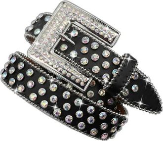 Generic Ceinture cloutée en strass avec boucle ardillon en cuir pour jeans robes élégantes, 8, 115 cm