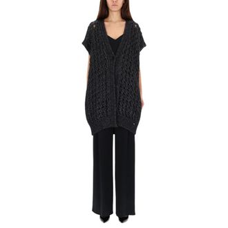 Herno Langer &auml;rmelloser Cardigan - - Knitwear - Damen - Schwarzk - M