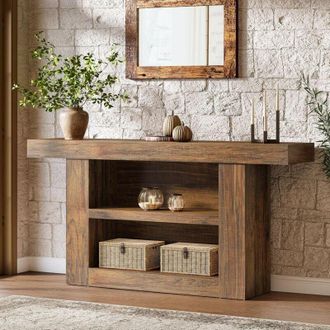 Tribesigns Tribesigns Konsolentisch, 160 cm, Beistelltisch, Flurtisch mit f&uuml;r Eingang, Schmaler Sofatisch mit 3 Etagen aus Holz hinter der Couch, f&uuml;r Eingang