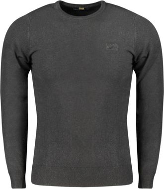 Cavalli Schwarzes Langarmshirt mit gesticktem Logo - - Knitwear - Herren - Schwarzk - M