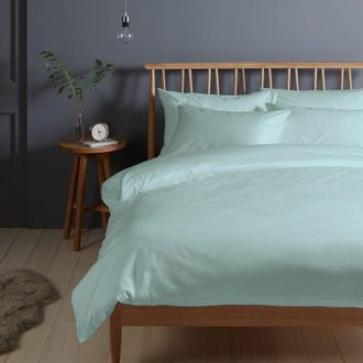 Pizuna 400 Fadenzahl aus Baumwolle Bettw&auml;sche Baby blau, 100% Langstaple Baumwolle Bettbezug und Kissenbezug, 100% Baumwolle Mako Satin 2-Teilig Bettw&auml;schese