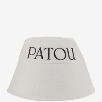 Patou Womens Cotton Bucket Hat With Logo White