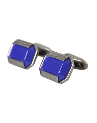 Dolce & Gabbana Mens Silver Plated Brass Pin Crystal Cufflinks Accessory