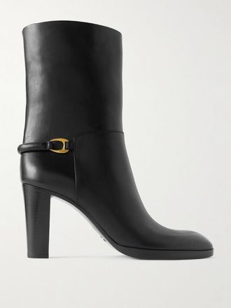 Saint Laurent Sulpice Ankle Boots Aus Leder Mit Verzierung - Schwarz