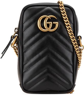 Gucci Hobo Bags - Mini GG Marmont Matelasse Leather Crossbody - Gr. unisize - in Schwarz - f&uuml;r Damen