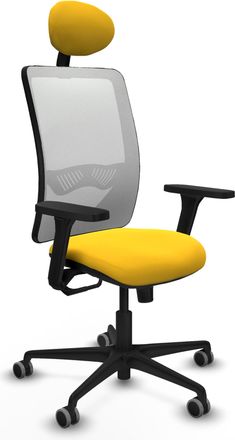 Piqueras y Crespo Drehbarer B&uuml;rostuhl ohne Rollen Zulema mit 3D-Armlehnen, h&ouml;henverstellbare Lendenwirbelst&uuml;tze und festes Kopfteil, ausgestattet mit 3 Positionen, Wei&szlig;