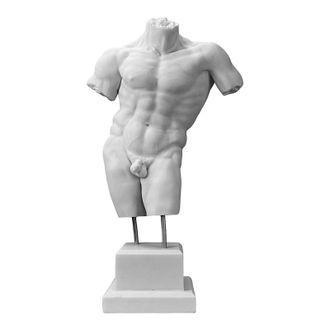 Generic M&auml;nnlicher K&ouml;rper Torso Mann Kunst griechischer gegossener Marmor Statue Skulptur Kopie Wei&szlig; 54 cm