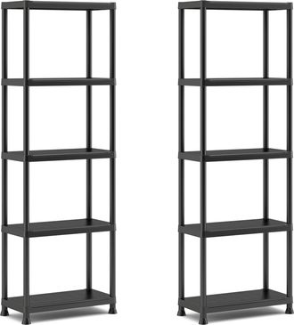 Keter 2er Set Regale 60/5, schwarz, 5 B&ouml;den, max. Traglast je 20 kg, 60 x 30 x 174 cm