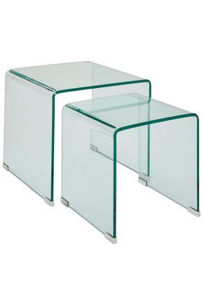 Livetastic Couchtisch, Transparent, Glas, quadratisch, U-Form, 50x40x45 cm, Wohnzimmer, Wohnzimmertische, Couchtische