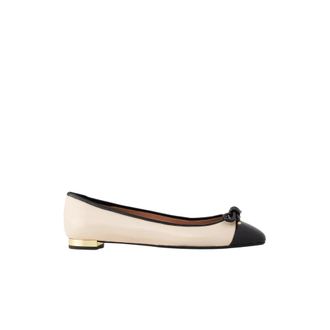 Aquazzura Beige Bow Ballet Flats Parisina - - Shoes - Damen - Beige - 37 EU