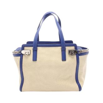 Ferragamo Pre-owned Ariana Canvas Leather Handbag - - Pre-owned - Damen - Beige - ONE SIZE