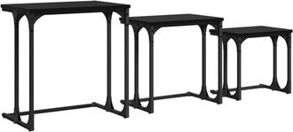 vidaXL Nesting Couchtisch 3 pcs Schwarz Eichen-Optik 50,5 x 35 x 53 cm vidaXL