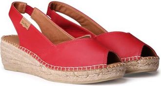 Toni Pons BERNIA-P Espadrilles compensées pour femme style peep toe en cuir, rouge, 35 EU