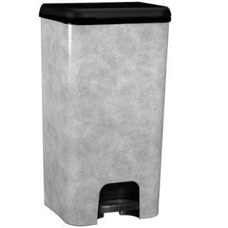 Kitchen Move Lincoln K&uuml;chenm&uuml;lleimer mit Pedal, 40 l, Kunststoff, Betonoptik, silberfarben, 33x30xh59cm