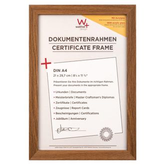 Walther Design Bilderrahmen eiche dunkel 21 x 29,7 cm (DIN A4) mit Kunstglas und Passepartout Fiorito Holzrahmen EFX130P