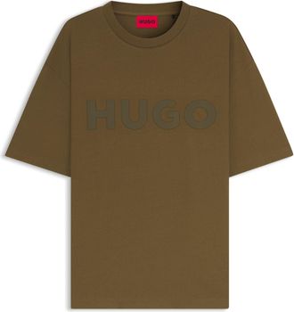 HUGO BOSS HUGO Herren Dinkee T-Shirt aus Baumwoll-Jersey mit reflektierendem Logo Hellgr&uuml;n XL
