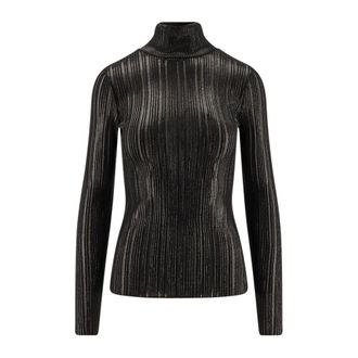 Elisabetta Franchi Hochgeschlossener Pullover mit Perforationen - - Tops - Damen - Schwarzk - S