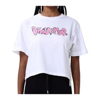 Disclaimer Crop Jersey Urban Style Damen Top - - Tops - Damen - Wei&szlig; - M