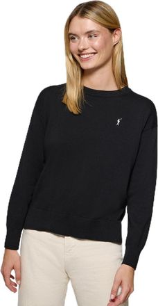 Polo Club Strickpullover schwarz mit V-Kragen und Rigby Go Logo-Stickerei - Damen - 100% Baumwolle
