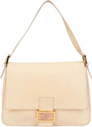 Fendi Crossbody Bags - Fendi Leather Crystal FF Buckle Baguette Mamma Han - Gr. unisize - in Beige - f&uuml;r Damen