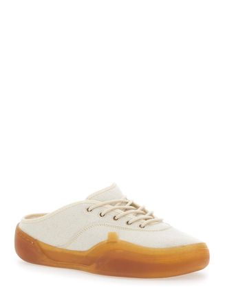 ERL Mens White Low Top Sneakers With Contrasting Sole Cotton Trainers