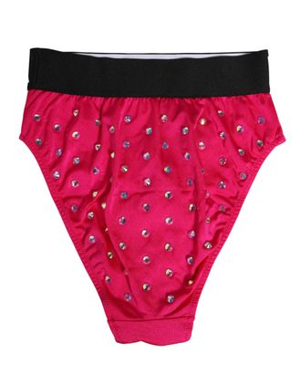 Dolce & Gabbana Womens Pink Crystal High Waist Brief Panty Underwear Elastane Nylon Clothing