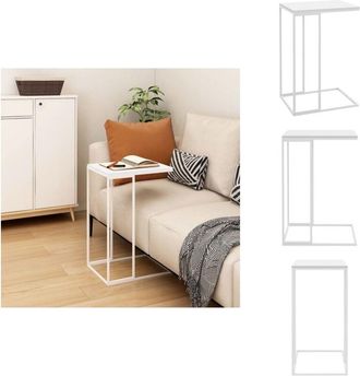 vidaXL Beistelltisch Weiß 40x30x59 cm Holzwerkstoff - Beistelltisch - Couchtisch - C-Design - Weißer Couchtisch - Holzwerkstoffcouchtisch