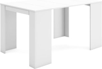 Skraut Home Ausziehbarertisch, Multifunktionaler ausziehbarer, 140, F&uuml;r 6 G&auml;ste, Esszimmertische, Moderner Stil, Wei&szlig; - Skraut Home