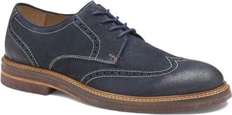 Johnston & Murphy Calder Wingtip pour homme, Daim cir&eacute; bleu marine, 45 EU