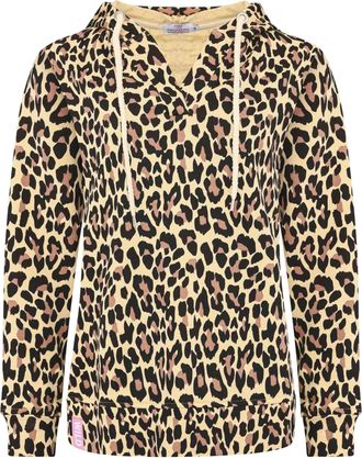 Zwillingsherz Damen Kapuzenpullover Pulli Hoodie, Leoparden-Muster und Unifarben, Beige (DE/NL/SE/PL, Alphanumerisch, XXL, Regular, Regular, Leo)