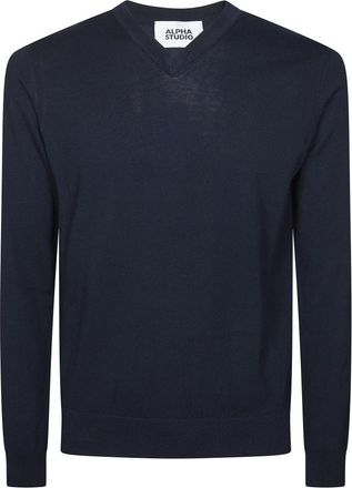 Alpha Studio Homme, Tops, Bleu, Taille: 2XL T-Shirt Scollo V ML