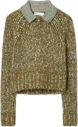 Tory Burch pull à col contrastant - Vert