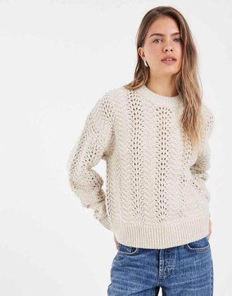 Levi's Charlotte Pointelle-Strickpullover in Wei&szlig;