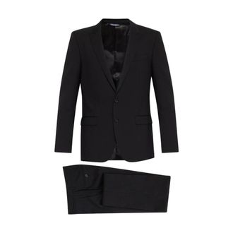 Dolce & Gabbana Schwarzer Wollanzug Peak Revers - - Suits - Herren - Schwarzk - XL