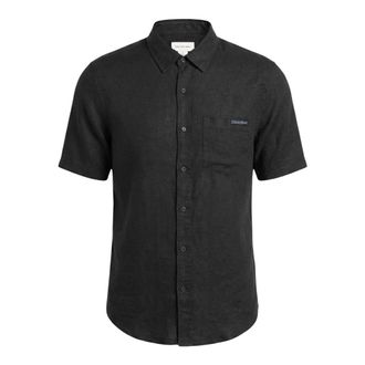 Calvin Klein Jeans Homme, Chemises, Noir, Taille: S Chemise &agrave; Manches Courtes en M&eacute;lange de Lin
