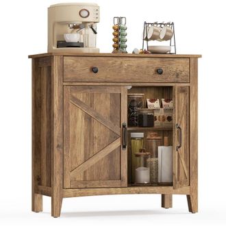Vasagle Vasagle - Buffet en MDF marron miel 40 x 80 x 80 cm - Tiroir spacieux - &Eacute;tag&egrave;re r&eacute;glable sur 5 hauteurs - Style campagne pour salon et cuisine