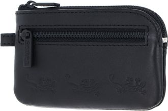Oxmox Leder Schl&uuml;sselm&auml;ppchen Leather Keyholder Lizard Embossed Black schwarz