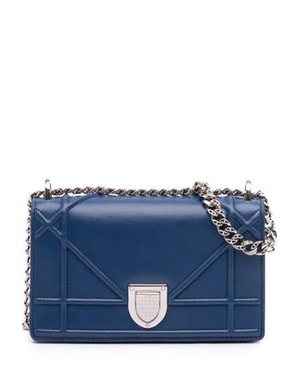Dior 2015 mini Diorama Flap Umhängetasche aus Lammleder - Blau