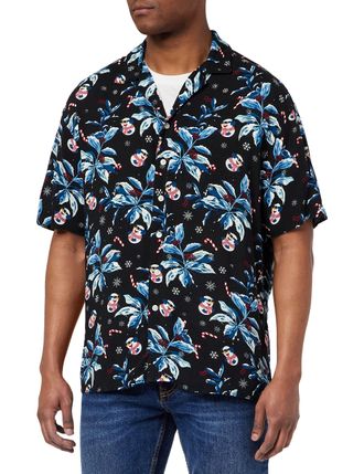 Jack & Jones Jack & Jones Mens JORREY Christmas Relaxed SS Shirt, Navy Blazer, S