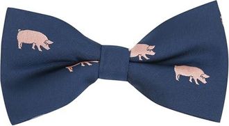 King & Priory Noeud Papillon Cochon Brod&eacute; Bleu Marine, bleu, taille unique