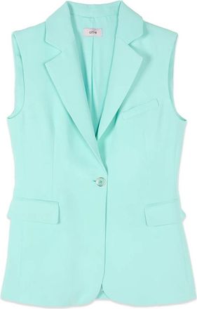 Oltre Femme, Vestes, Vert, Taille: 44 FR Gilet Tailleur en Tissu Cr&ecirc;pe