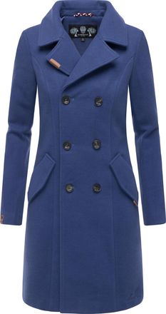 Marikoo Damen Mantel in Wollmantel-Optik Langer Trenchcoat mit Reversekragen Nanakoo Blue Violet Gr. 4XL