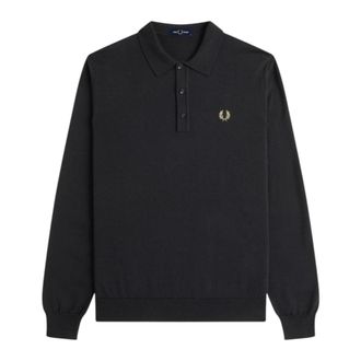 Fred Perry Klassisches Gestricktes Poloshirt Schwarz - - Tops - Herren - Schwarzk - XL