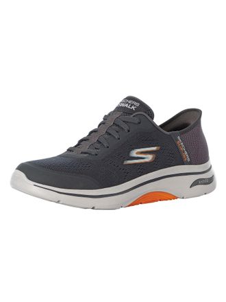 Skechers Herren Hands-Free Slip-ins Go Walk Arch Fit 2.0 Simplicity 2 Sports Shoes, Charcoal and Orange Textile Synthetic, 44 EU